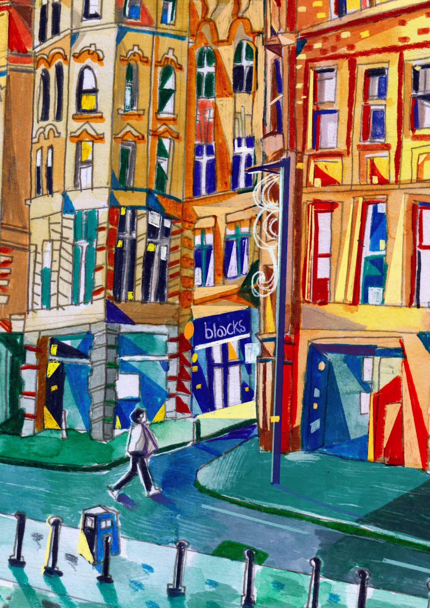 Manchester Quay Street Artwork Print, Deansgate, Sunlight House, Manch ...