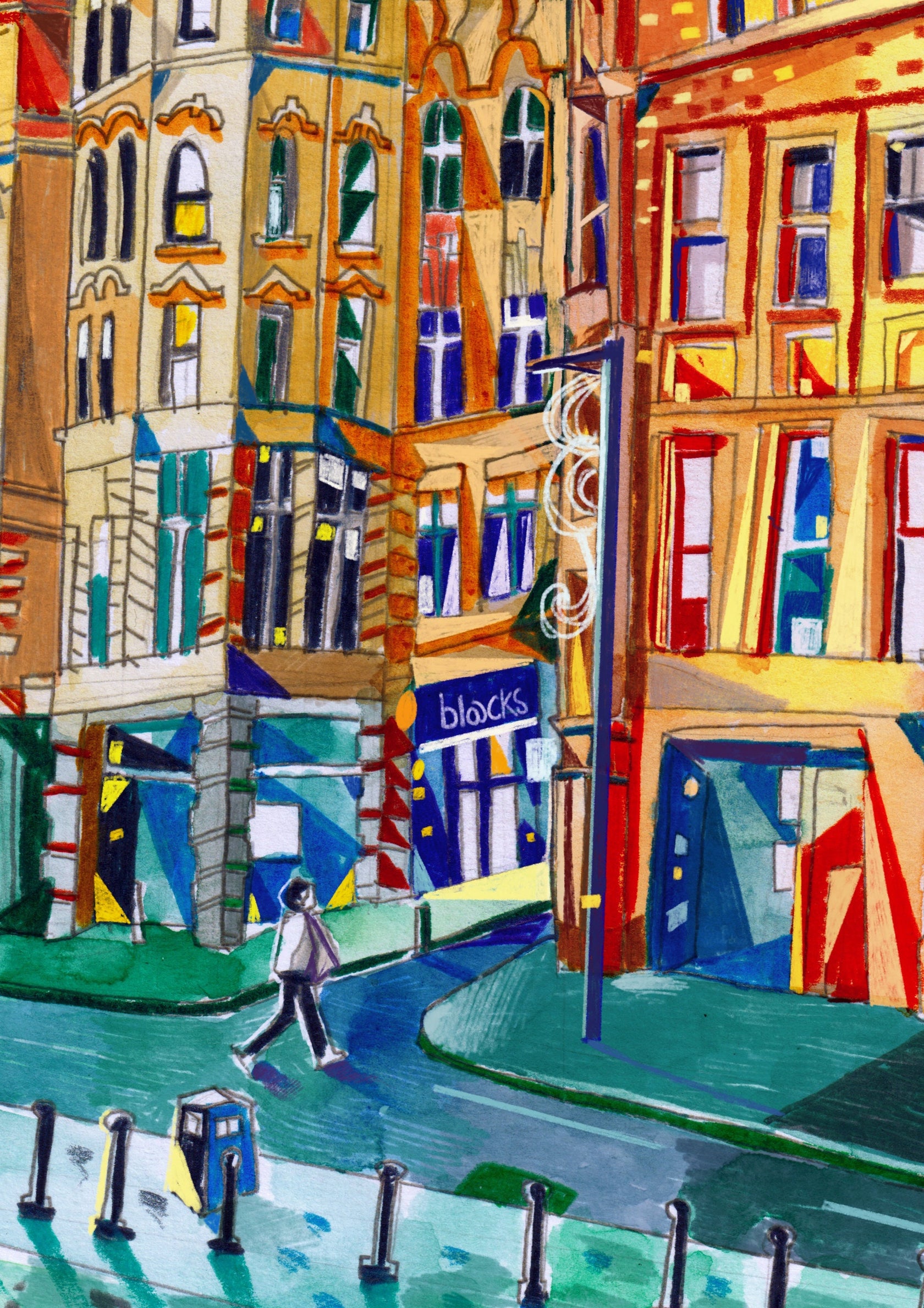 Manchester Quay Street Artwork Print, Deansgate, Sunlight House, Manch ...