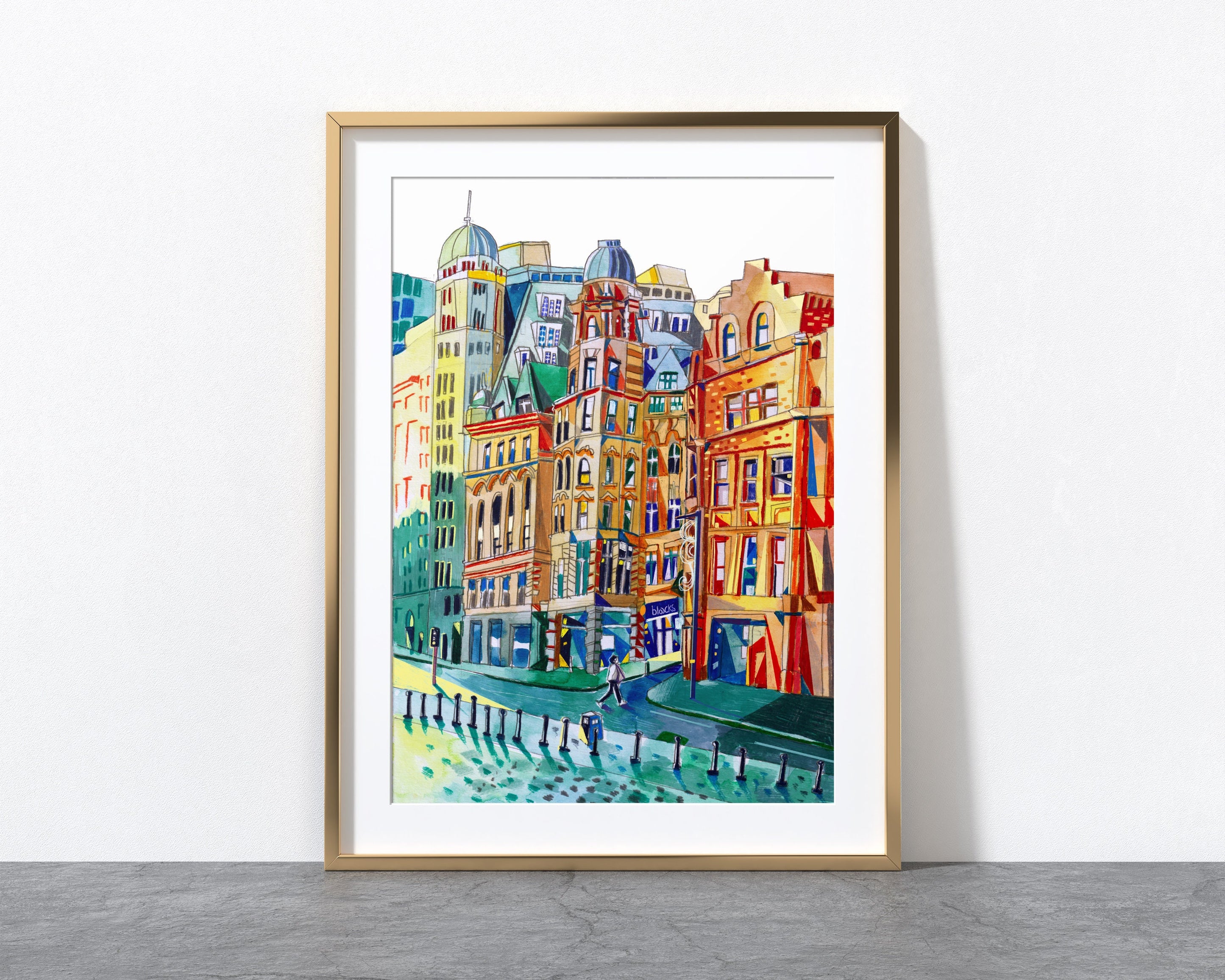 Manchester Quay Street Artwork Print, Deansgate, Sunlight House, Manch ...