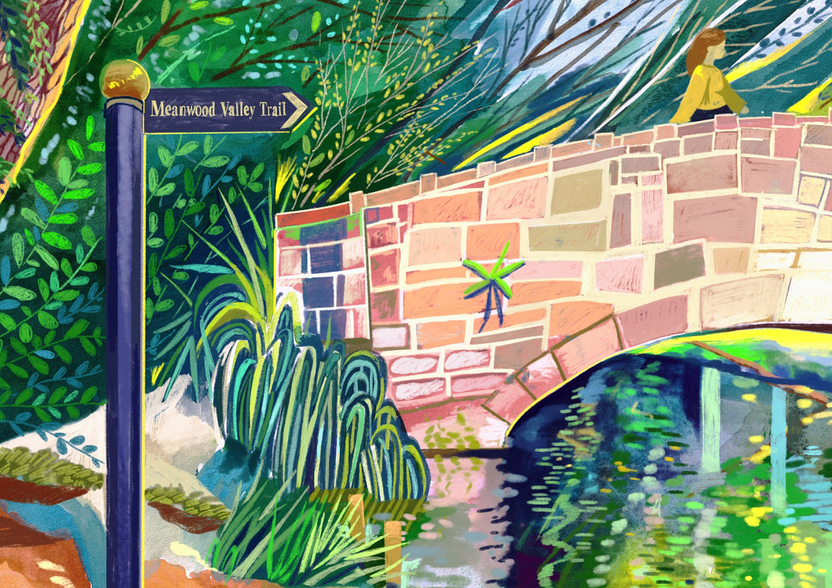 Meanwood Park Bridge Leeds Artwork Print, Meanwood Valley trail, Leeds ...